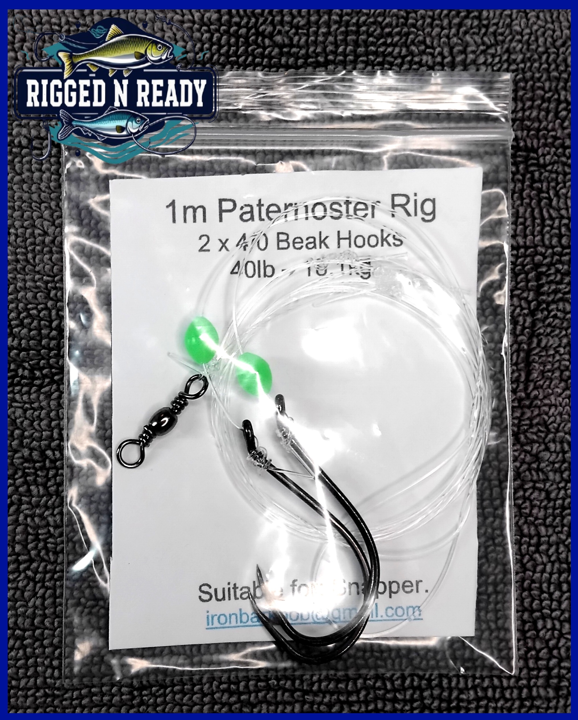Snapper Paternoster Rig 2 x 4/0 Suicide - Beak Hooks - Rigged N Ready